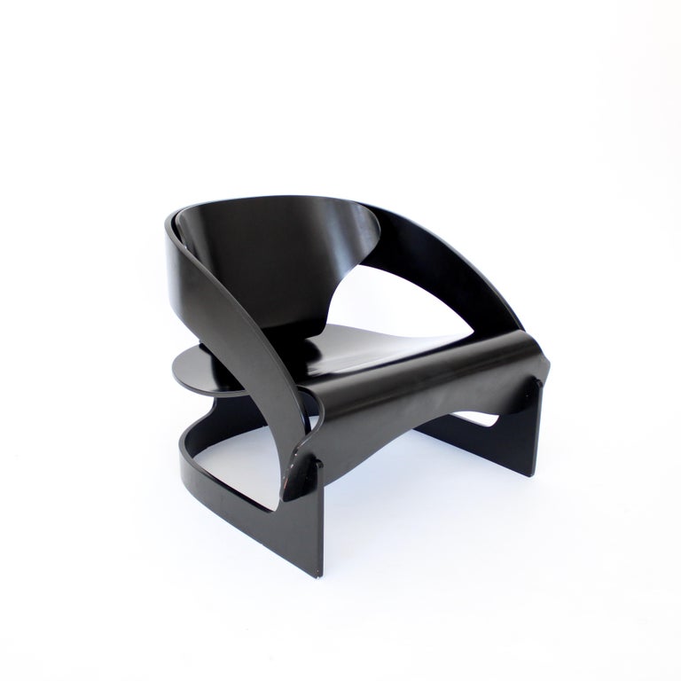 Joe Colombo Model 4801 Black Lacquered Plywood Chair Kartell, 1965 at ...