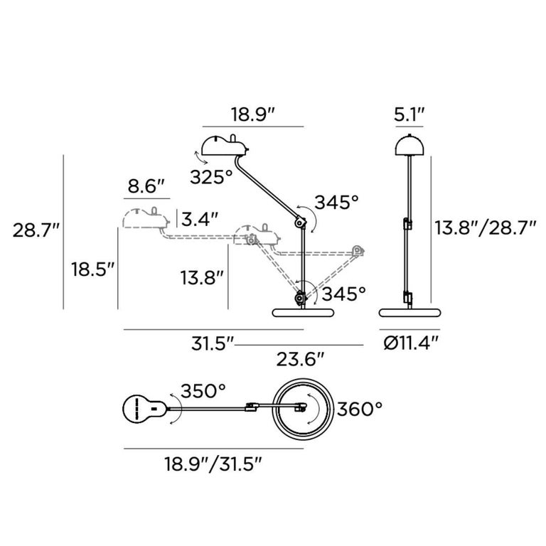 Joe Colombo 'Topo' Table Lamp in White and Black with Base for Stilnovo ...