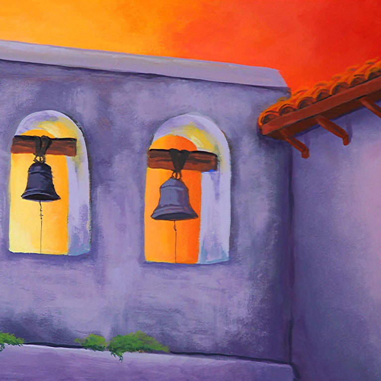 Joe Oakes - Expressionistic Architecture Painting, "Mission Sunset" For ...