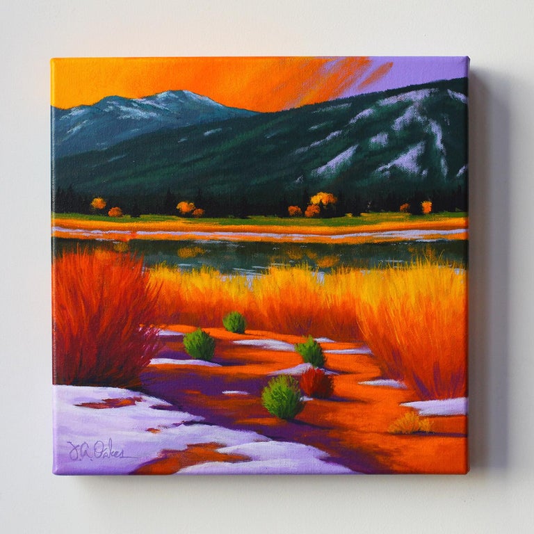 Joe Oakes - Colorful Expressionist Landscape, "Fall Mountain Lake" For ...