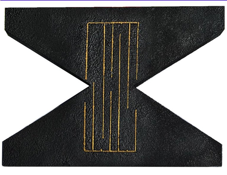 Joel Blenz - Hourglass, Black abstract geometric hourglass shape, gold ...