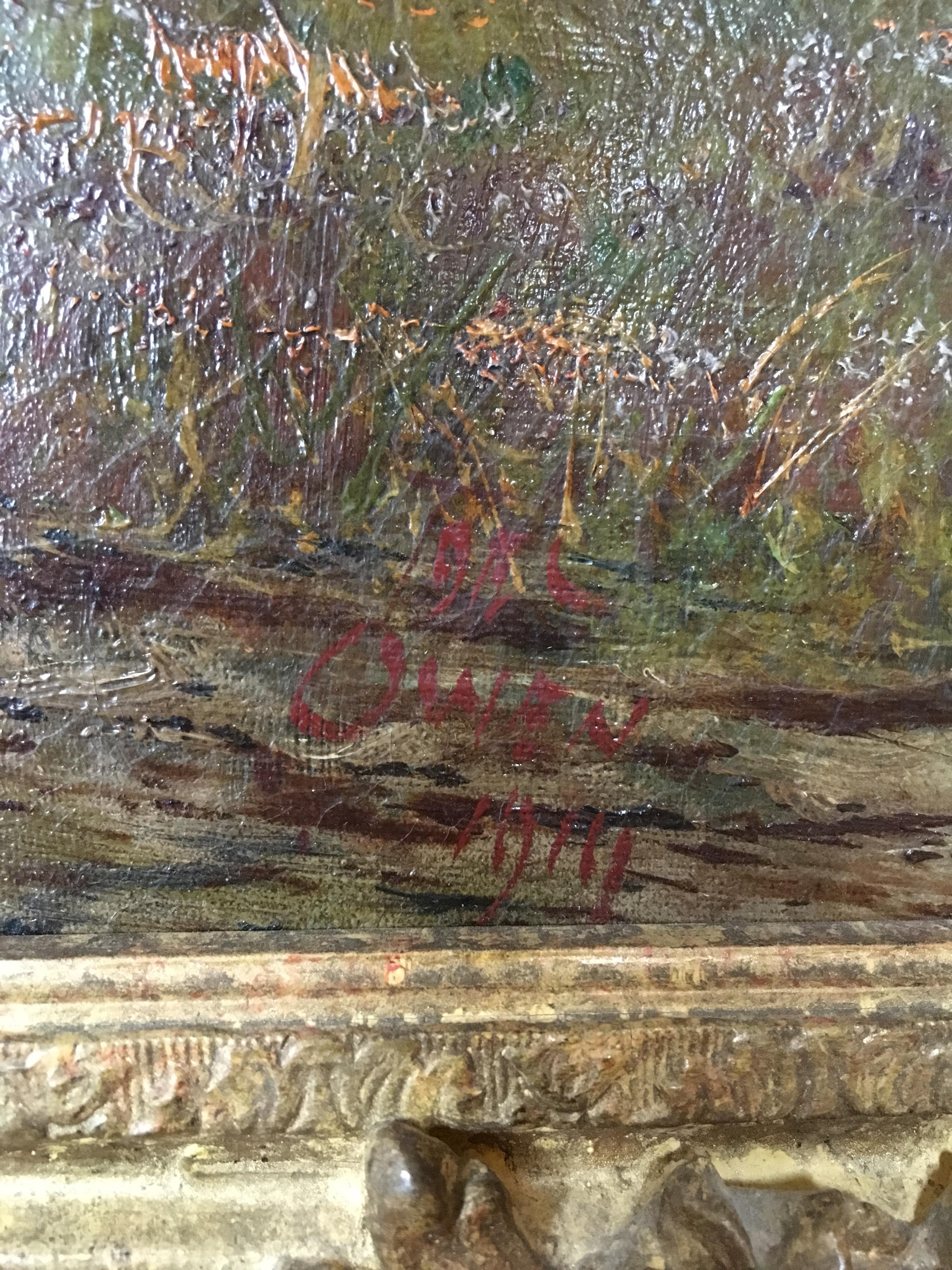 Joel Owen - Impressionist Landscape, Dilapidated Farmhouse, Signed at ...