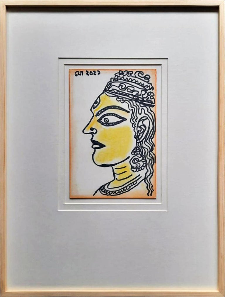 Jogen Chowdhury - Untitled, Figurative, Mixed Media on Board by Modern Indian Artist "In Stock ...