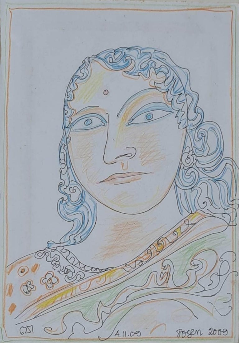 Jogen Chowdhury - Untitled, Pastel and Ink on Paper by Modern Indian ...