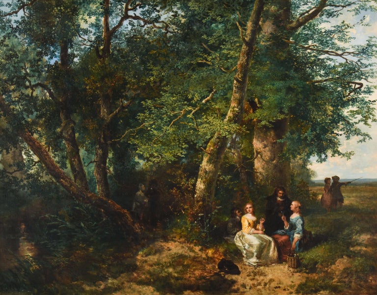 Johan Mari Henri ten Kate - Pick-nicking couple under the large tree ...