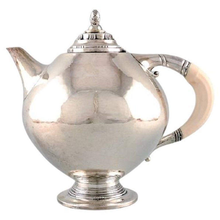 Johan Rohde for Georg Jensen, Rare and Early Teapot in Sterling Silver ...