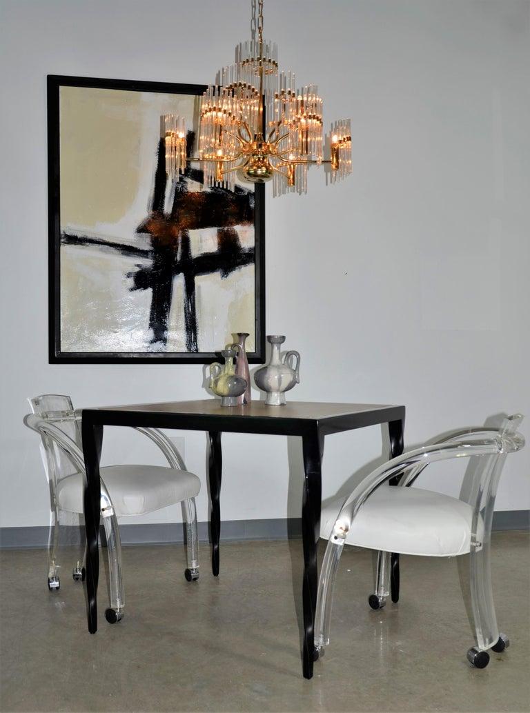 Johan Tapp Square Tan Leather Top and Carved Ebony Legs and Frame Game ...