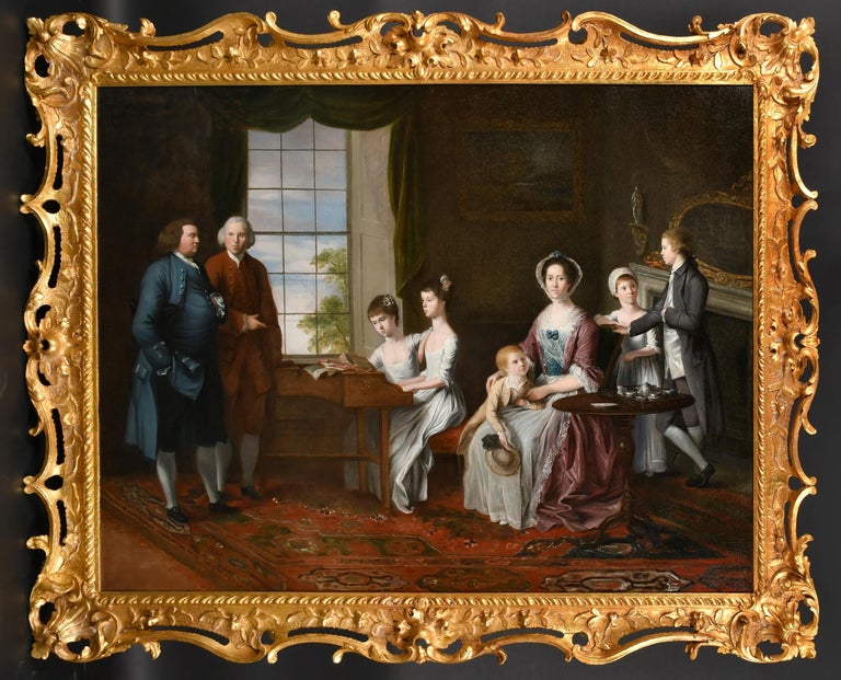 Very Large Fine 18th Century Georgian English Conversation Piece Oil ...