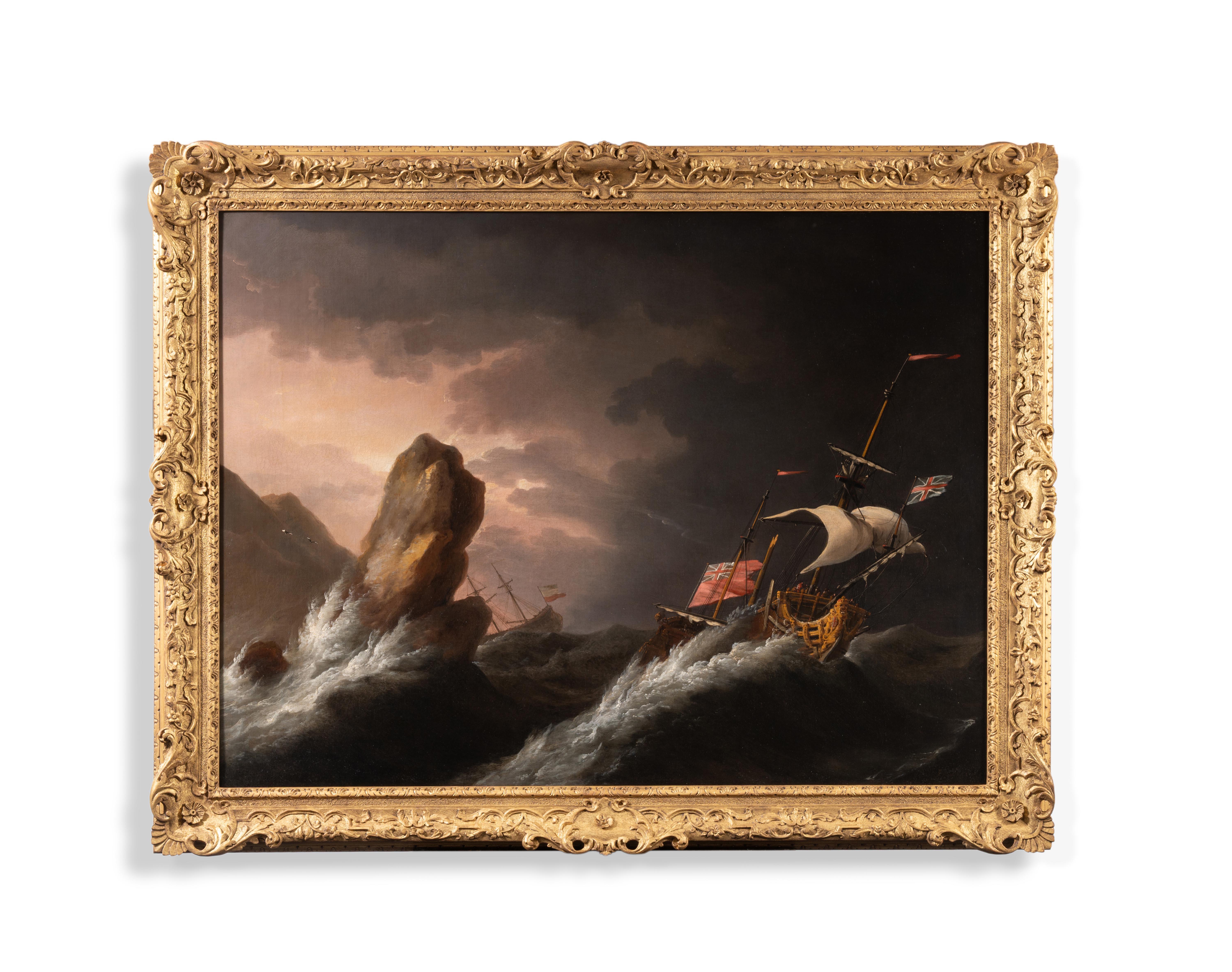 Johann c. van der Hagen - A British Man O’War in distress on a rocky ...