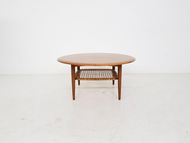 Johannes Andersen for CFC Silkeborg Teak Round Coffee Table, Denmark, 1960s at 1stDibs
