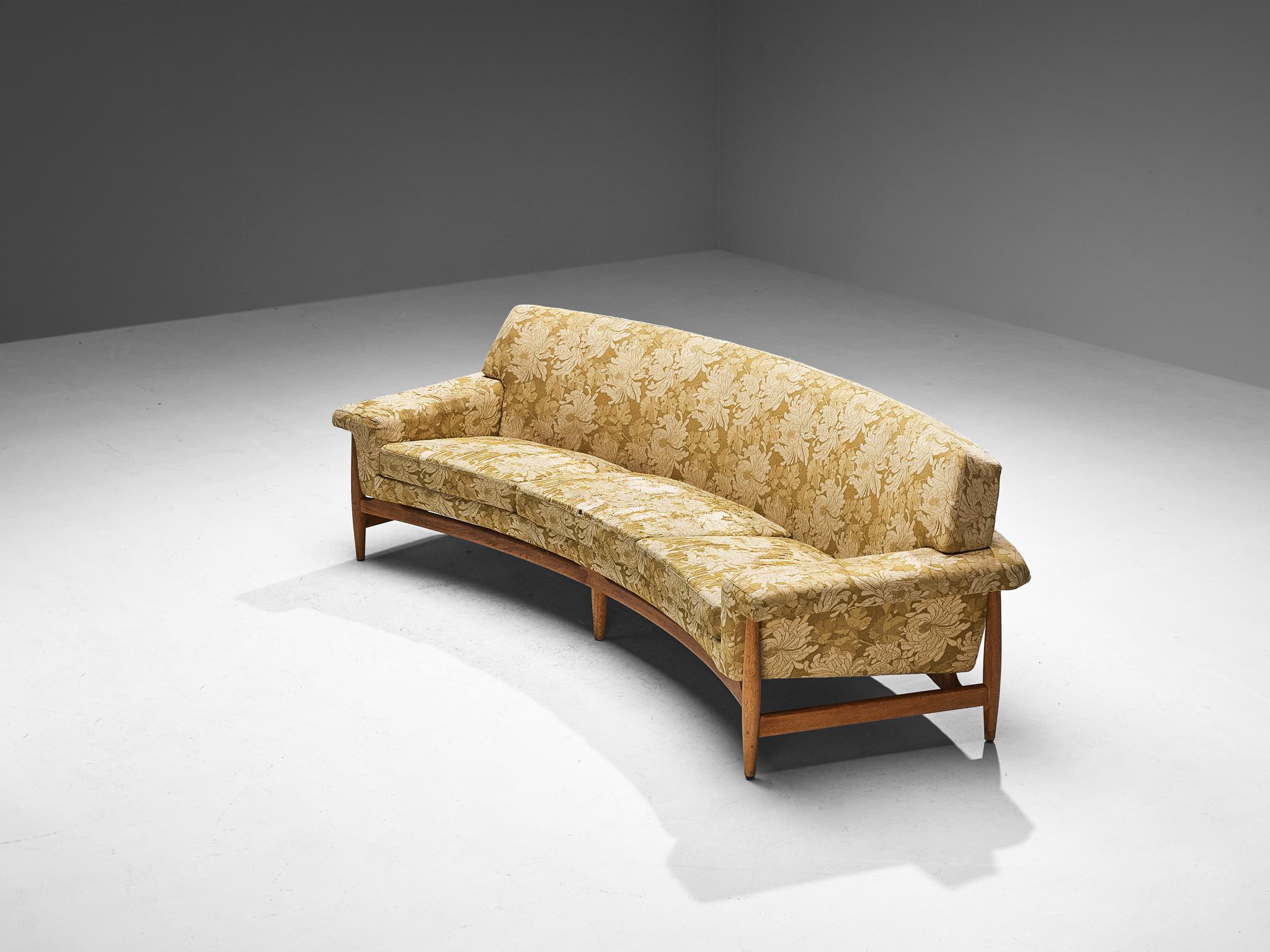 Johannes Andersen for Trensum Sofa in Teak and Mustard Yellow Floral ...