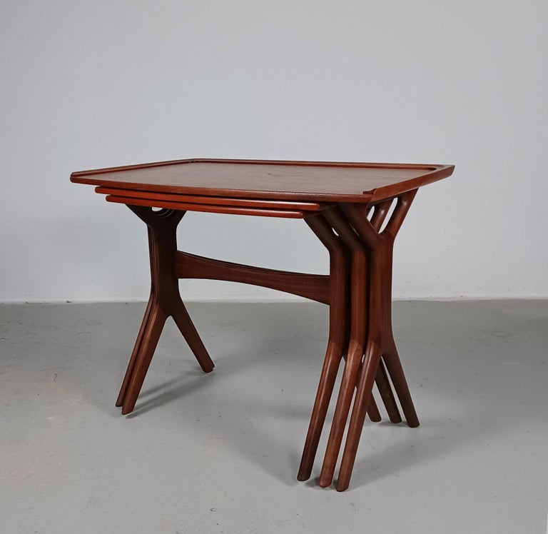 Johannes Andersen refinished set of Danish teak nesting tables by CFC ...