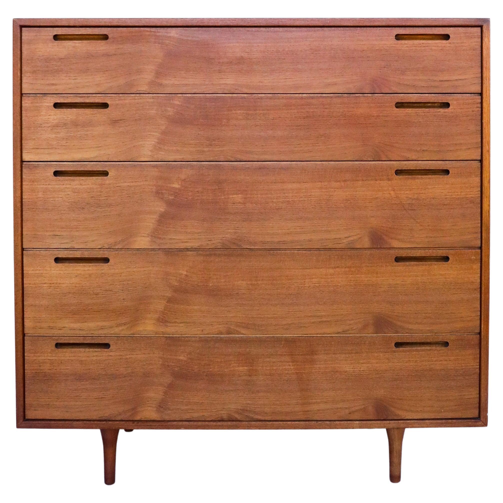 Teak Danish Modern Tall Dresser by Johannes Andersen For Sale at 1stDibs