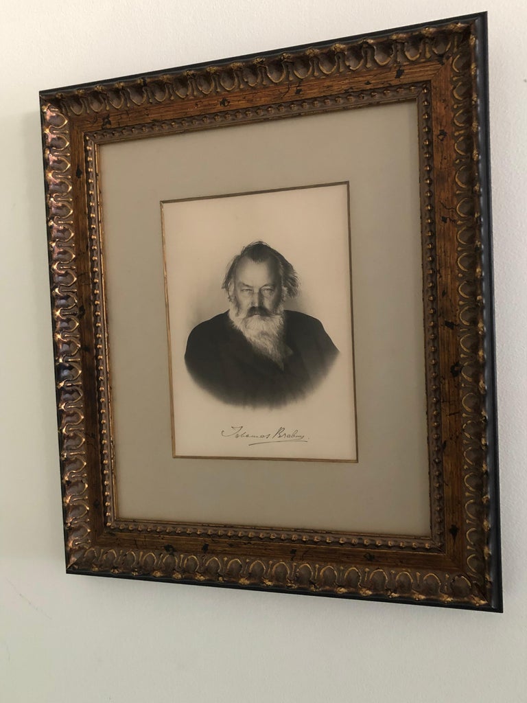 Johannes Brahms Composer Historic Hand Autographed in Ink Engraving ...