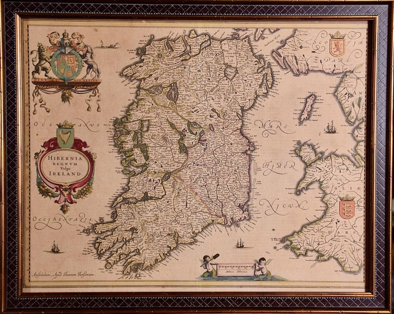 Johannes Janssonius - Ireland: A Framed 17th Century Hand-coloured Map ...