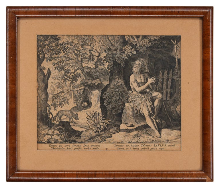 Johannes Sadeler I - Paulus the Hermit - Original Etching by Johannes ...