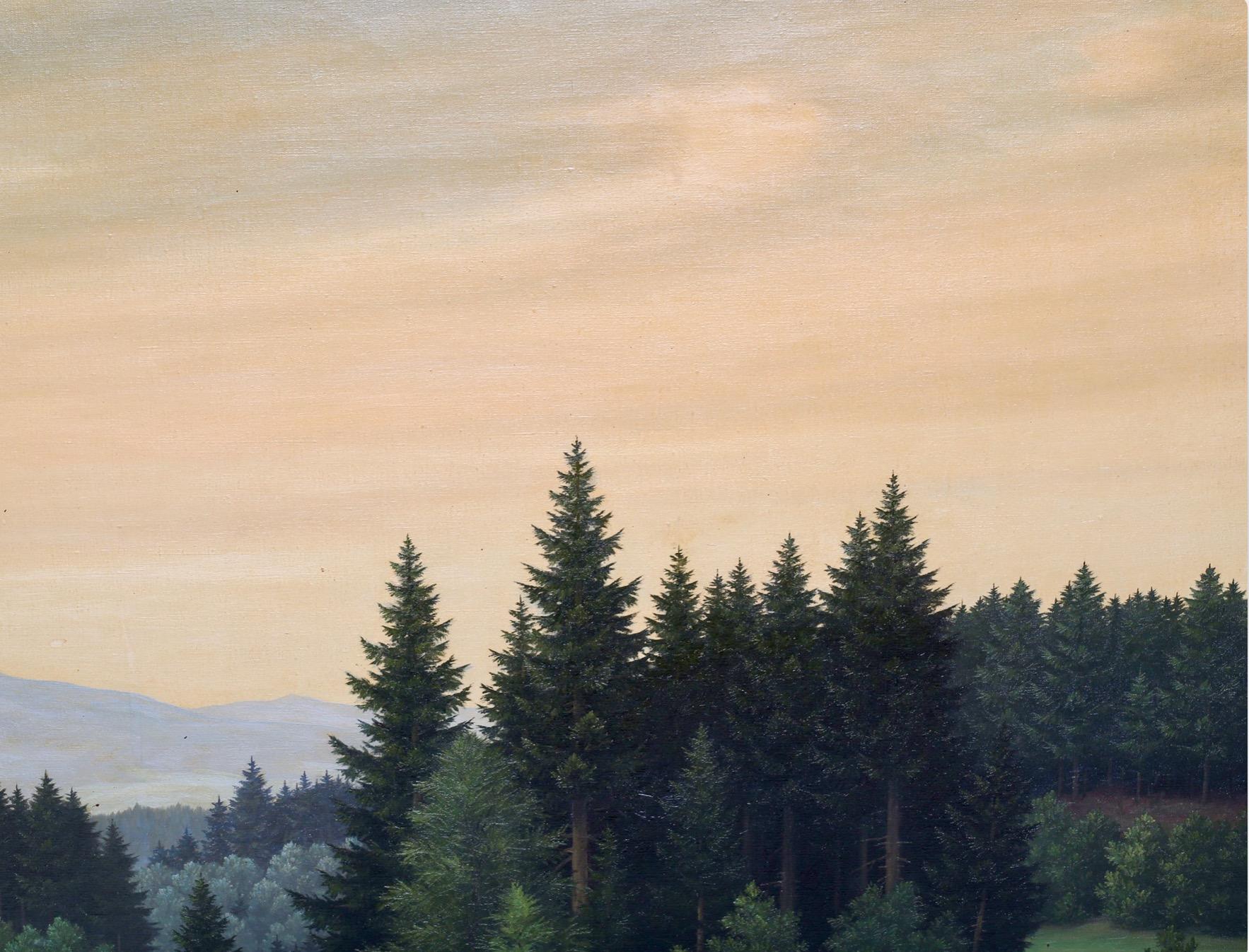 JOHANNES SCHÜTZ - Forest Meadow in Bavaria, Signed Oil on Canvas, early ...