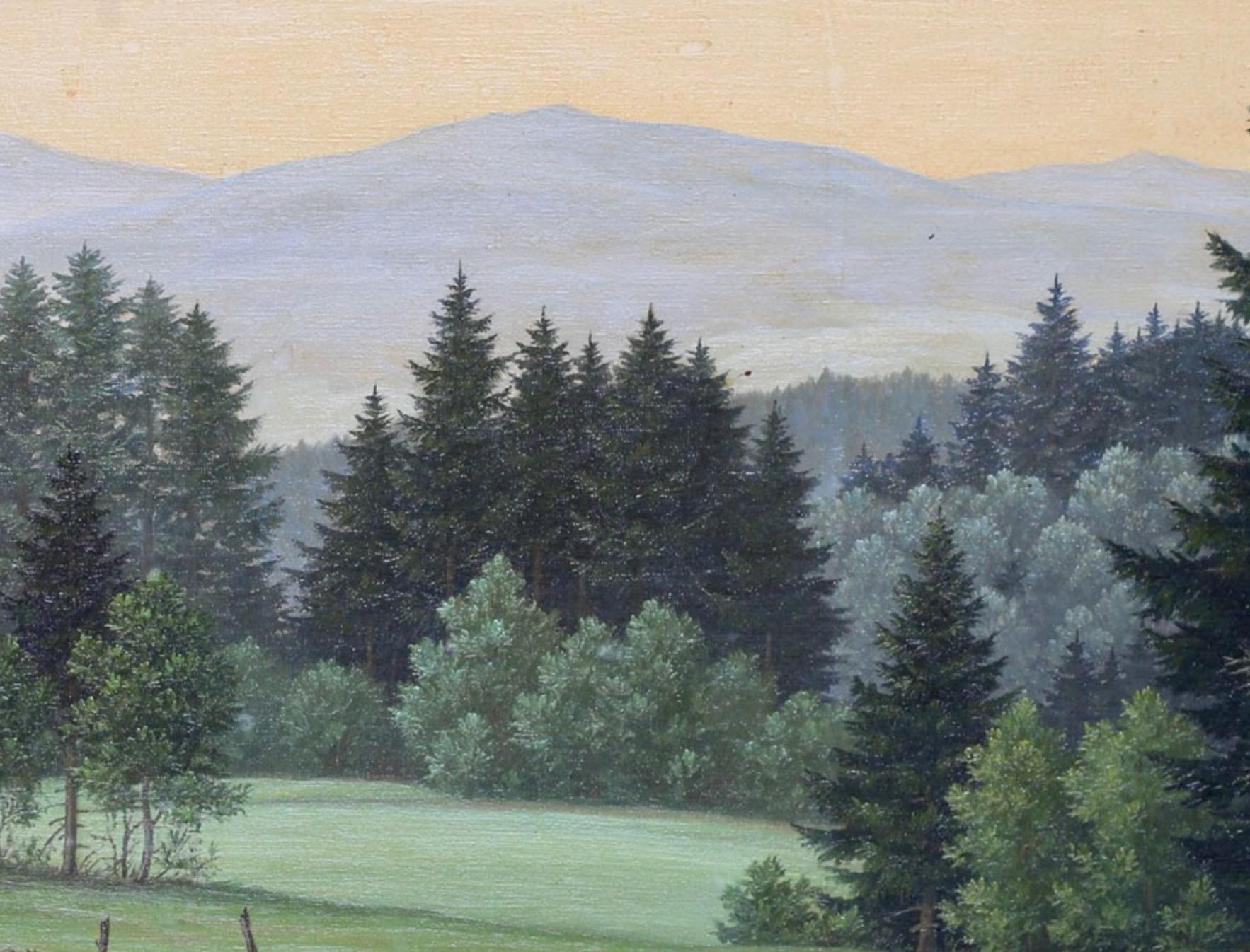JOHANNES SCHÜTZ - Forest Meadow in Bavaria, Signed Oil on Canvas, early ...