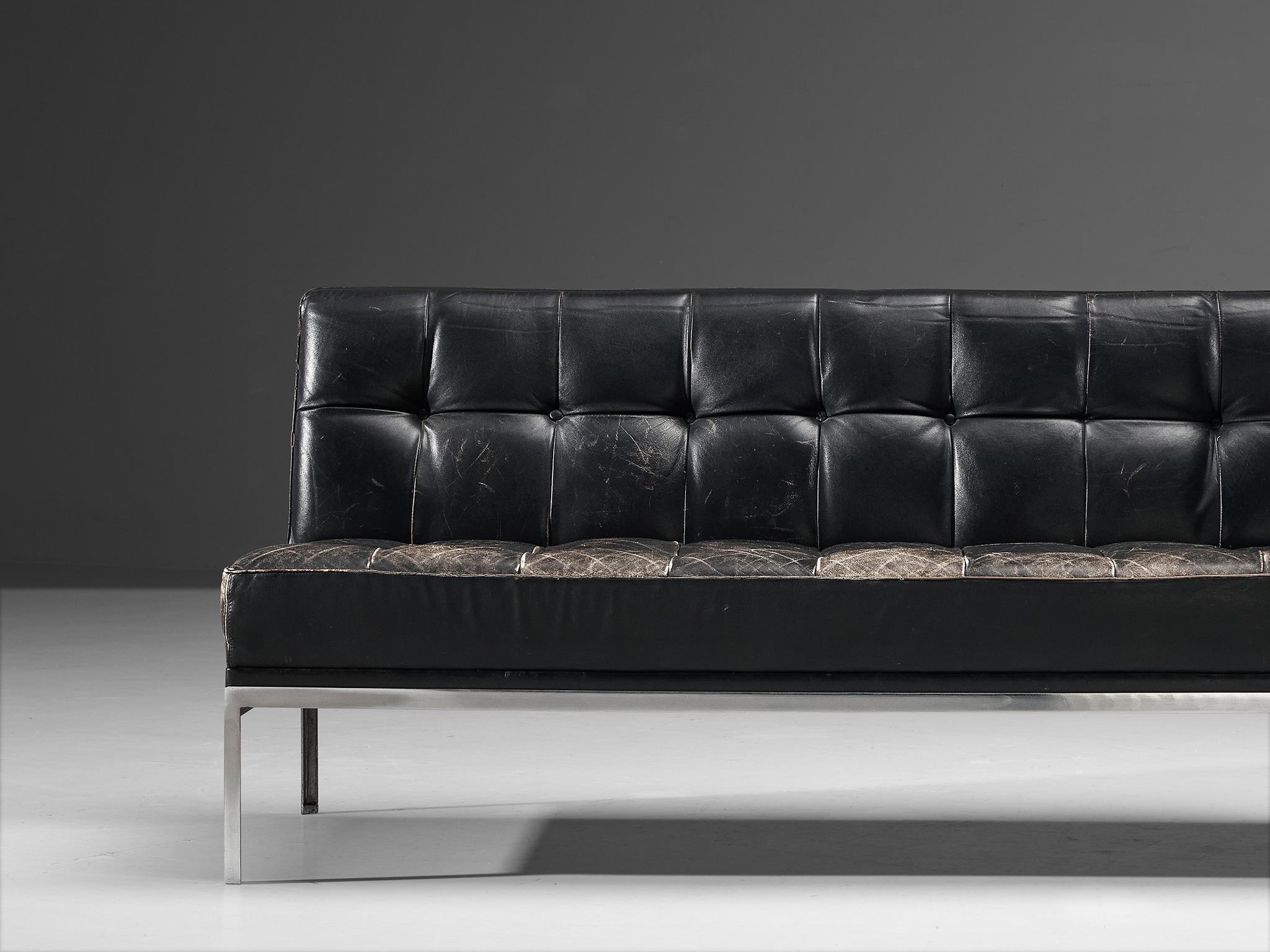 Johannes Spalt for Wittmann Sofa in Black Leather For Sale at 1stDibs