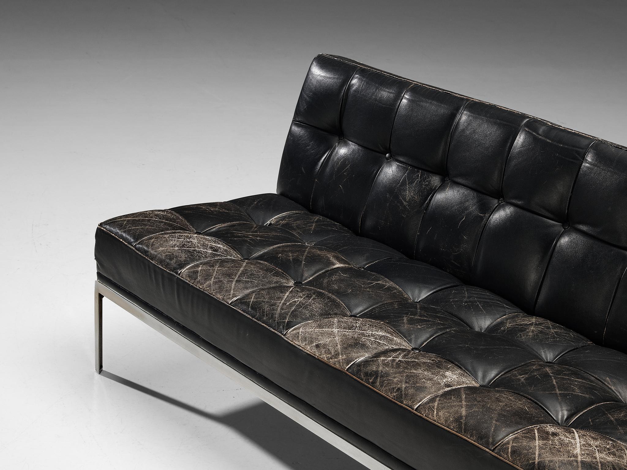 Johannes Spalt for Wittmann Sofa in Black Leather For Sale at 1stDibs