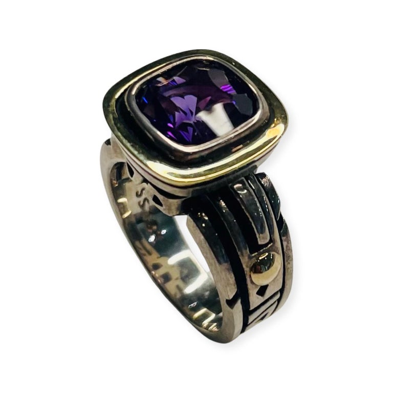John Atencio 18K Yellow Gold and Sterling Silver Amethyst Ring For Sale ...