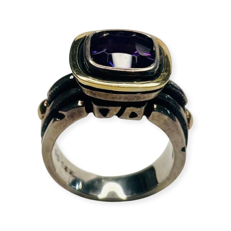 John Atencio 18K Yellow Gold and Sterling Silver Amethyst Ring For Sale ...