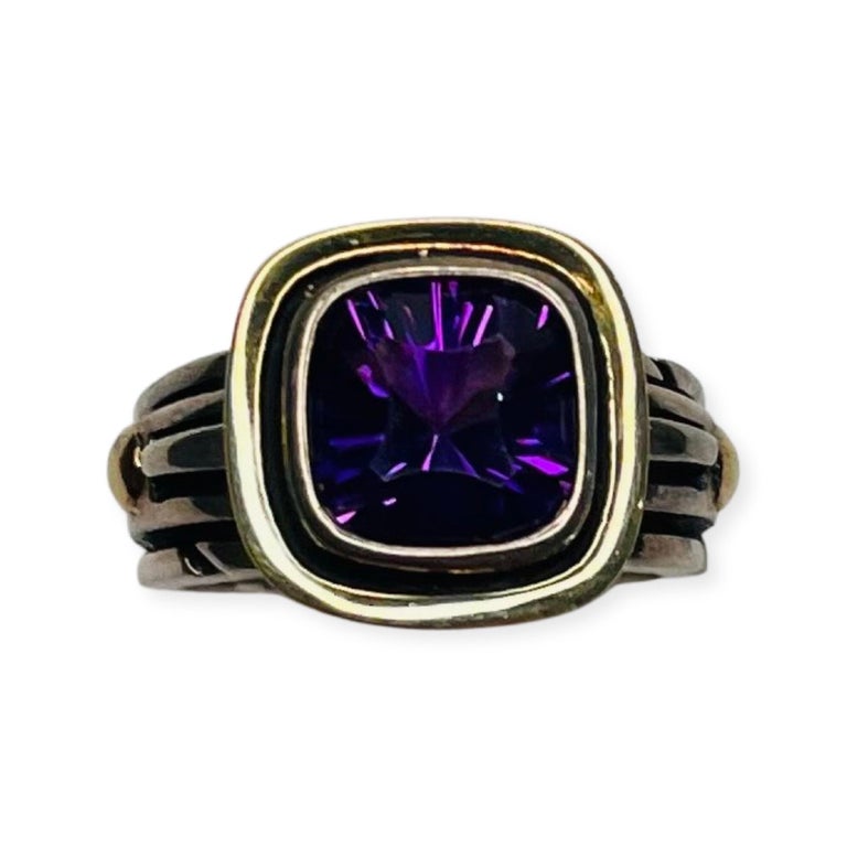 John Atencio 18K Yellow Gold and Sterling Silver Amethyst Ring For Sale ...