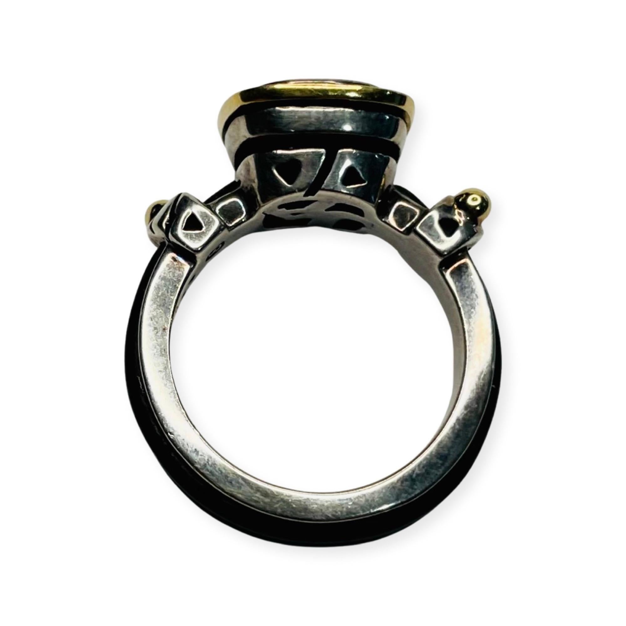 John Atencio 18KY Gold and Sterling Silver Faceted Peridot Ring For ...