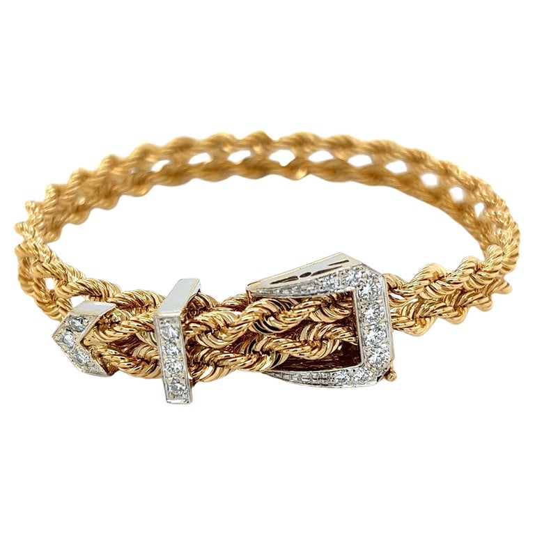John Atencio Designer Retro Revival Diamond Buckle Clasp Gold Braid ...