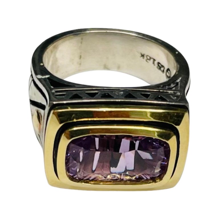 John Atencio "Golden Gate Horizontal Ring" 18KY Gold, Silver and ...