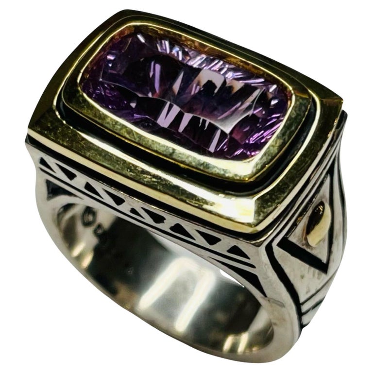 John Atencio "Golden Gate Horizontal Ring" 18KY Gold, Silver and ...