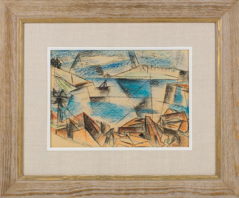 John Begg, 1903 - Abstract Cubist Seascape Pastel Painting by John Begg ...