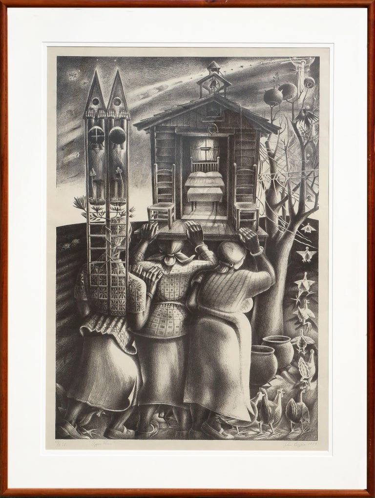 John Biggers - "Upper Room" Black and White Abstract Figurative ...