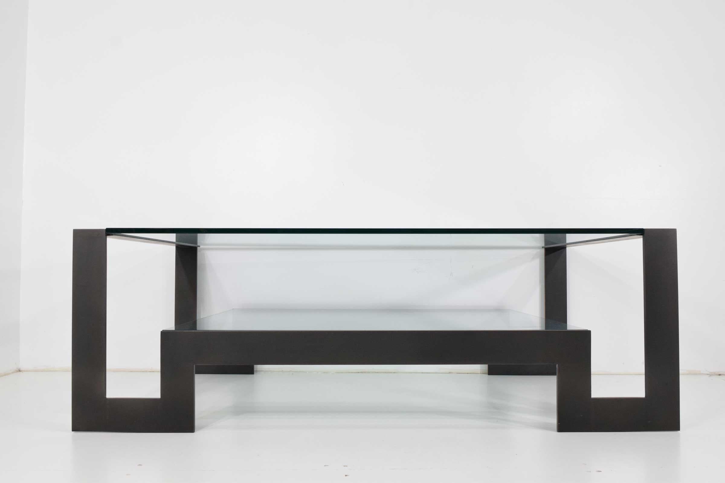 John Boone Cocktail Table in Steel and Glass at 1stDibs