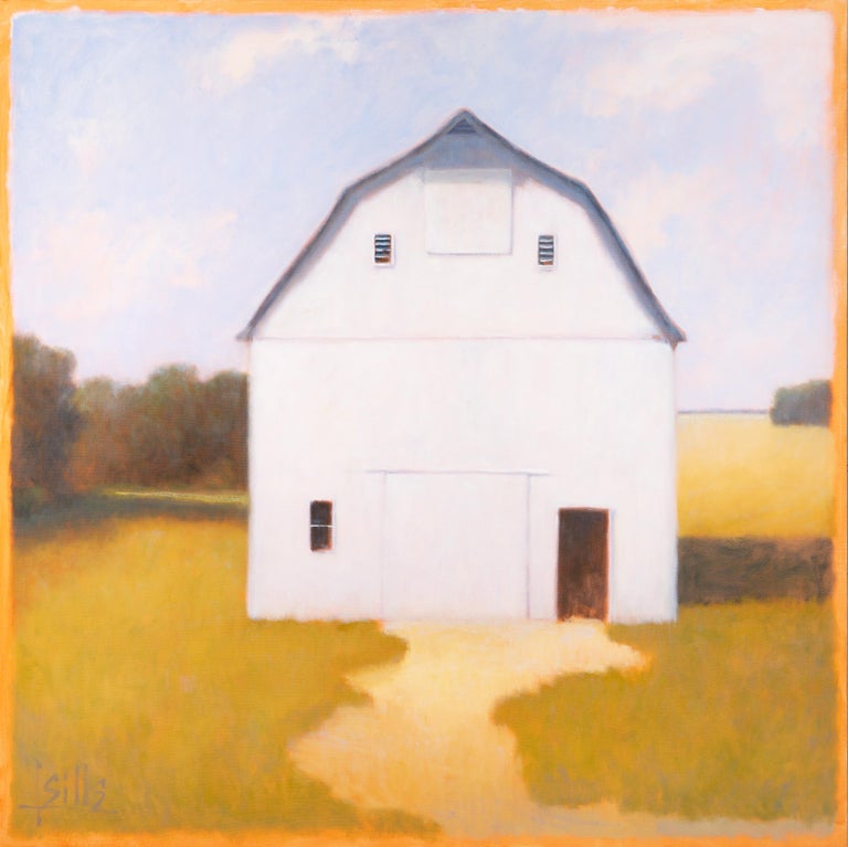 John Brandon Sills - "White Barn II" Peaceful Painting of a Barn in a ...