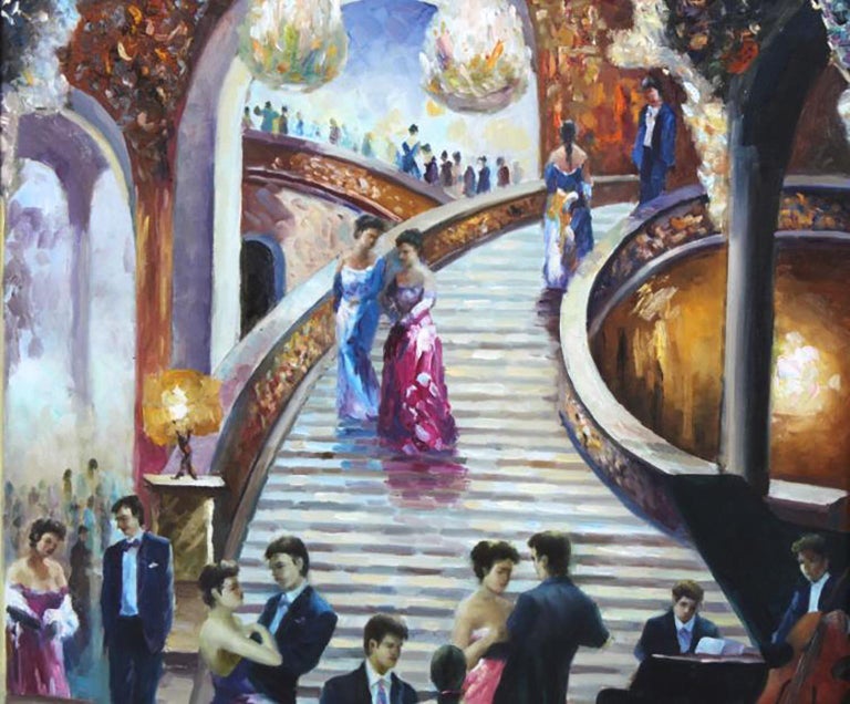 John Brooks - Signed J. Brooks Ballroom Scene Art Oil Painting For Sale ...