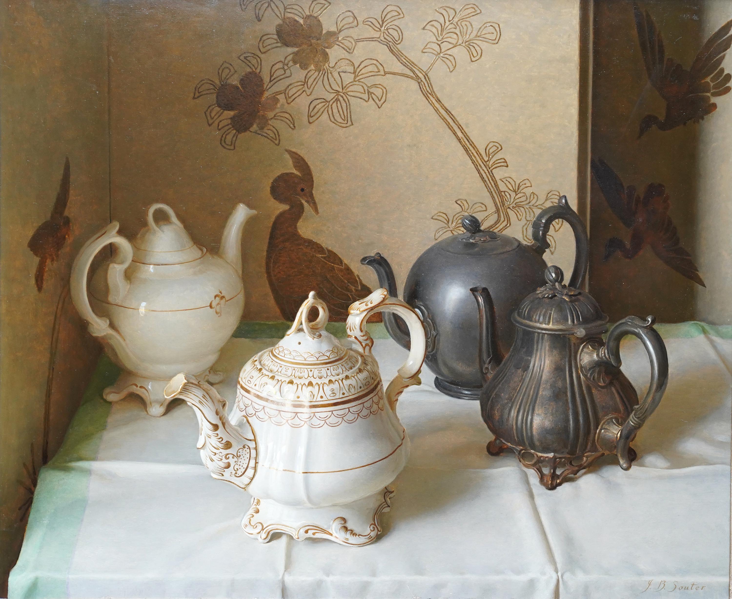 John Bulloch Souter - Still Life of Teapots - British art Royal Academy exhib. 1957 oil painting ...
