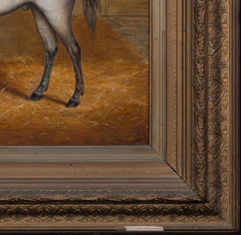 John Charles Maggs - Black Grey Hunter and Terrier In A Stable, dated ...