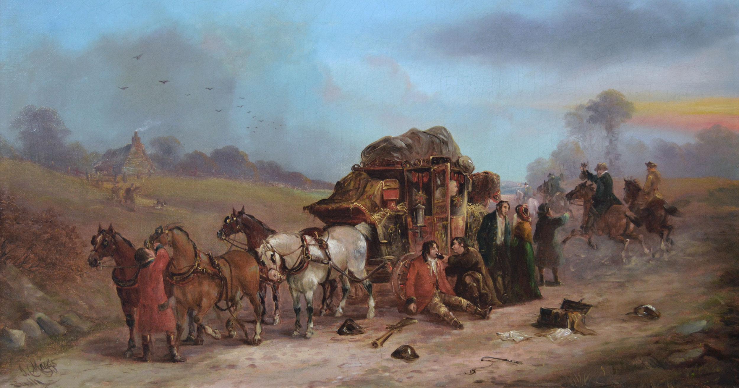 John Charles Maggs - Pair of 19th Century coaching scene oil paintings ...