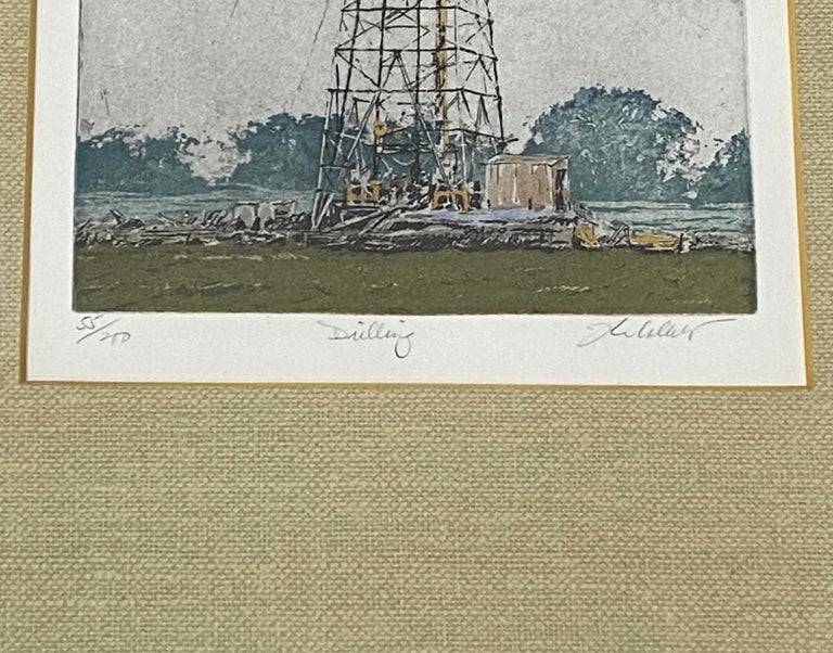 John Collette - John Collette "Drilling" Original Drypoint Etching W ...