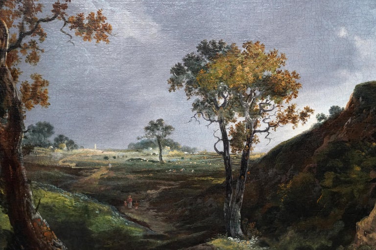 Landscape with Windmill on Hill - British 1800 Old Master art oil ...