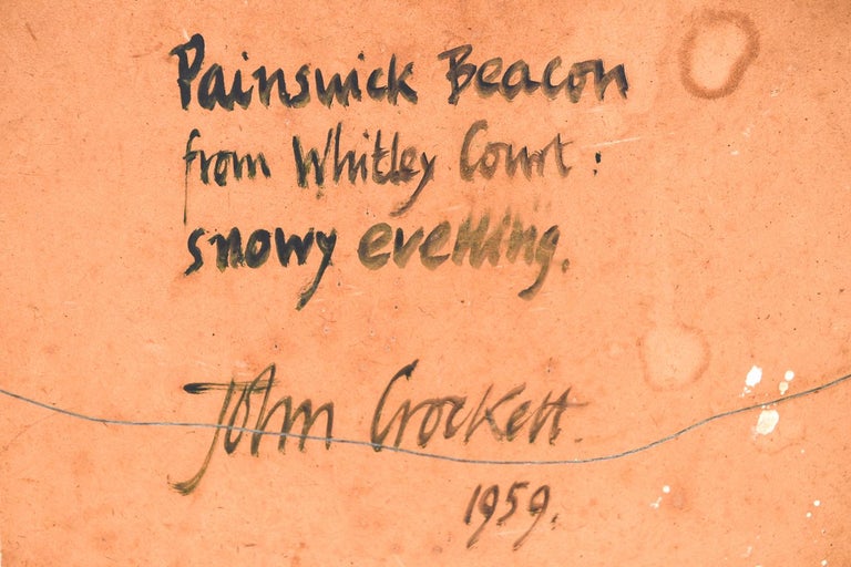 John Crockett, Modernist "Snowy Evening" Oil on Masonite Landscape ...