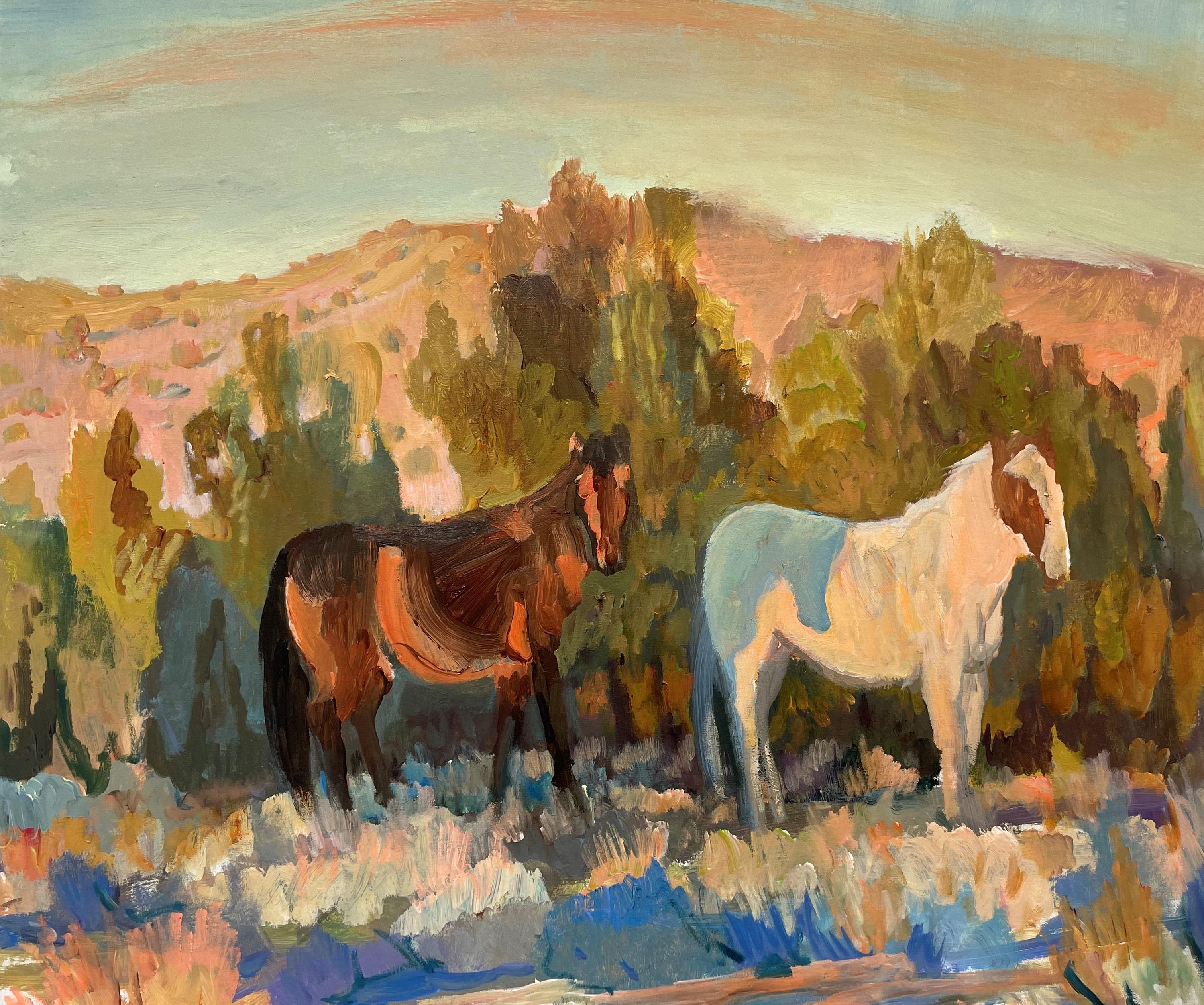 John Defeo - Placitas Wild Horses at Sunset For Sale at 1stDibs