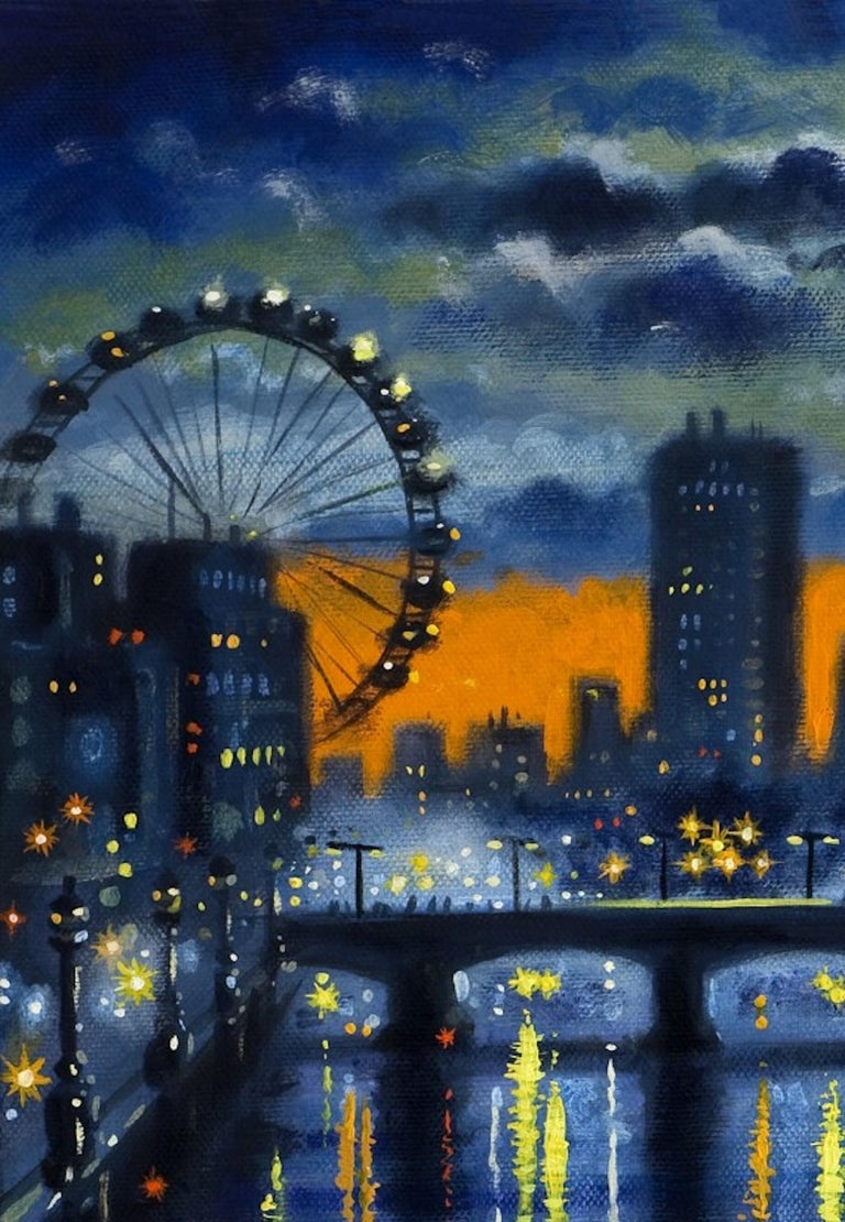 John Duffin - John Duffin, Thames Dusk (Waterloo Bridge from Blackfriars Bridge) For Sale at 1stDibs