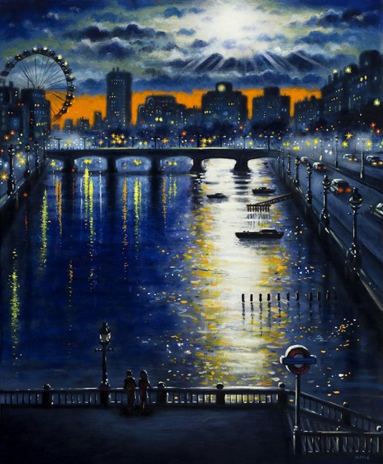 John Duffin - John Duffin, Thames Dusk (Waterloo Bridge from Blackfriars Bridge) For Sale at 1stDibs