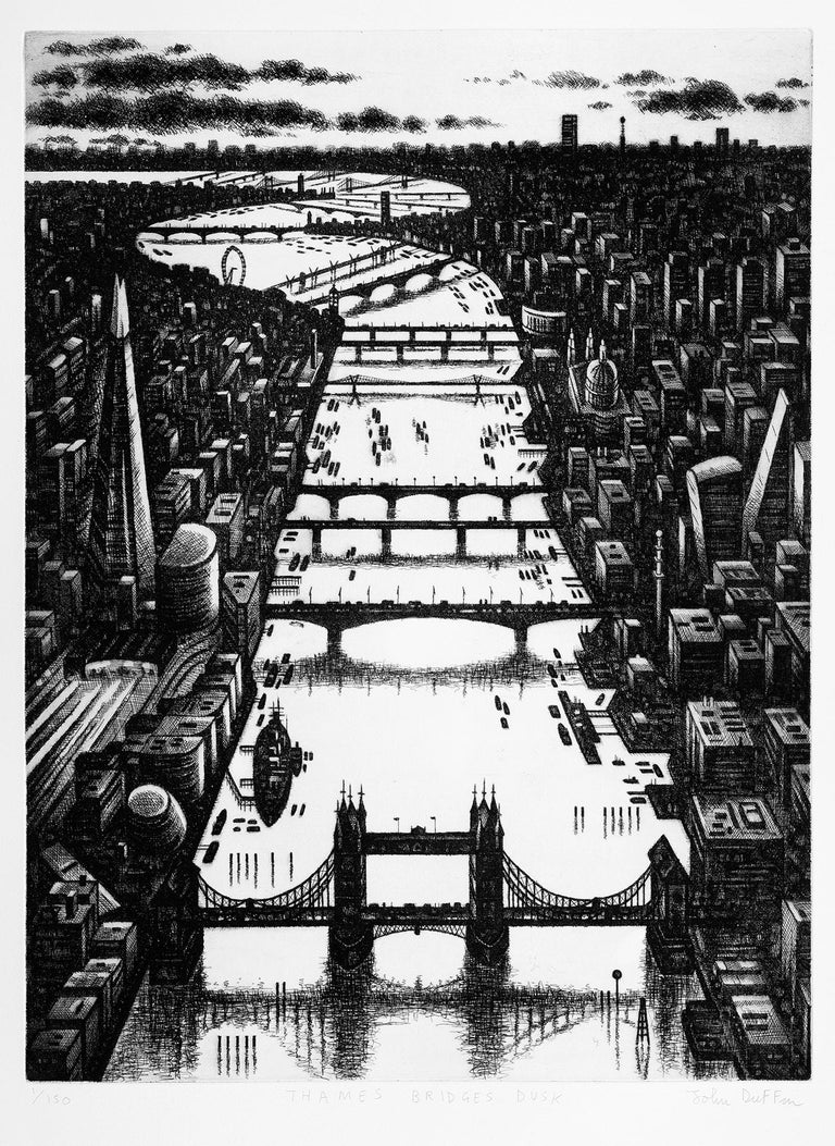 John Duffin - Thames Bridges Dusk, Limited Edition London Cityscape ...