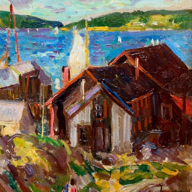 John E. Weis - American Impressionist Painting, "Rockport", Oil on ...