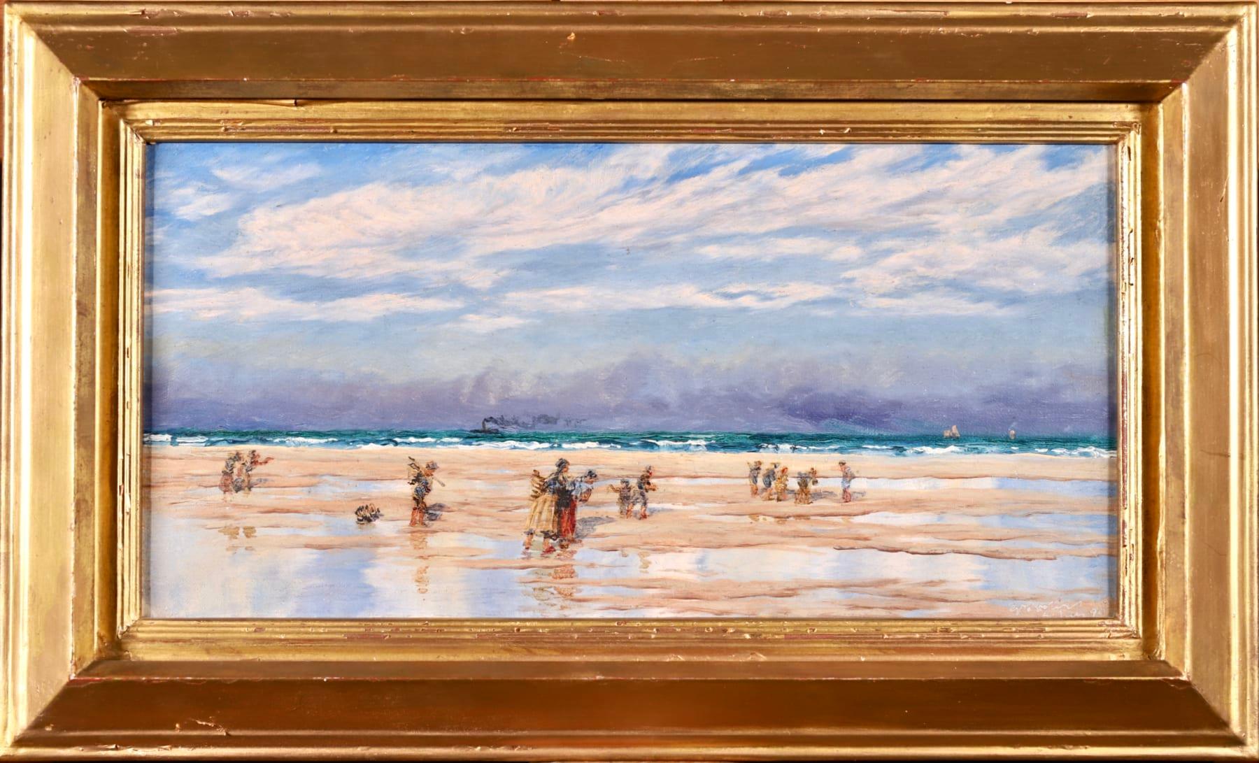 John Edward Brett ARA - Gathering Cockles - Pre-Raphaelite Oil, Figures ...