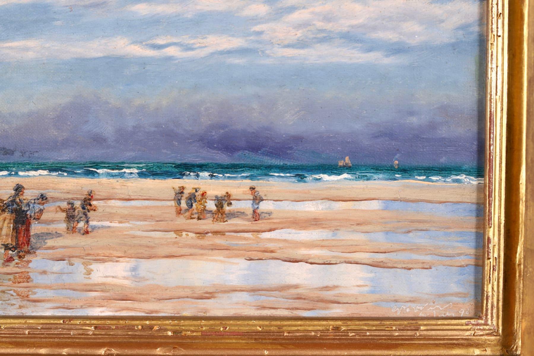 John Edward Brett ARA - Gathering Cockles - Pre-Raphaelite Oil, Figures ...