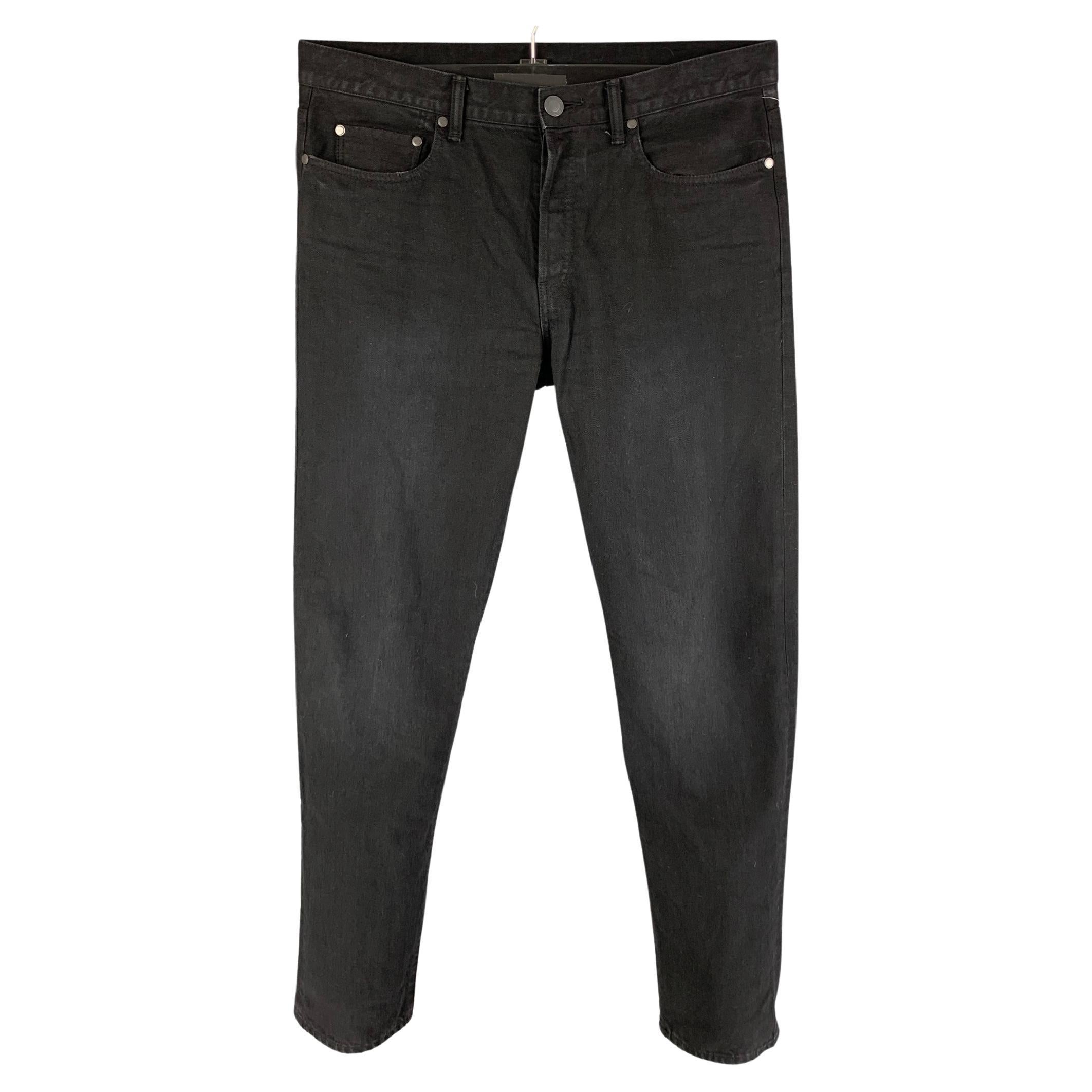 JOHN ELLIOTT Size 33 Black Cotton Button Fly Jeans at 1stDibs